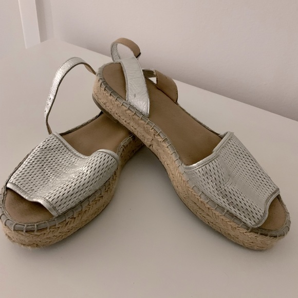 Shoes | Metallic Silver Espadrille Sandals | Poshmark